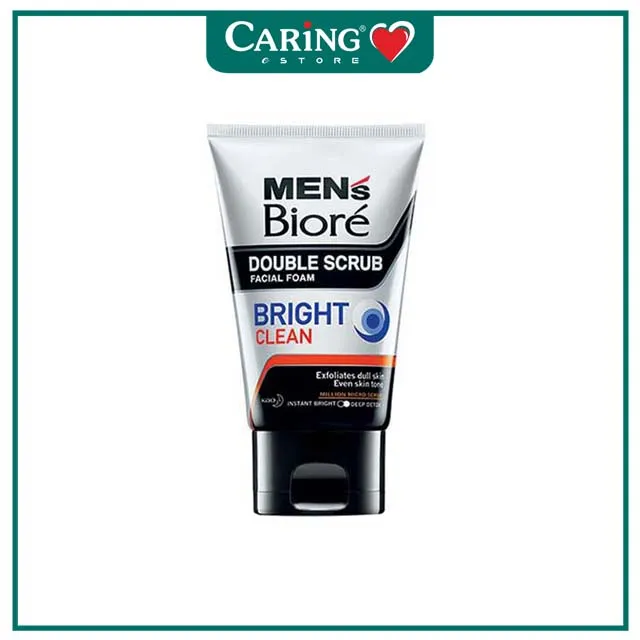 BIORE MENS DOUBLE SCRUB FACIAL FOAM BRIGHT CLEAN 100G | Lazada