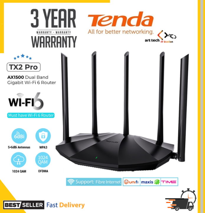 TENDA TX2 PRO AX1500 DUAL BAND GIGABIT QUAD-CORE WI-FI 6 WIRELESS ROUTER ACCESS POINT | Lazada
