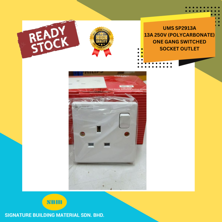 UMS SP2913A 2913A 13A 250V 1 Gang Switched Socket Outlet, Sirim ...