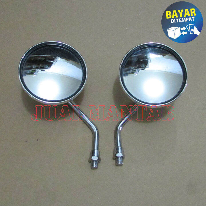 Spion Bulat Chrome Tangkai Pendek Kaca Cembung Model Vespa Mini ...