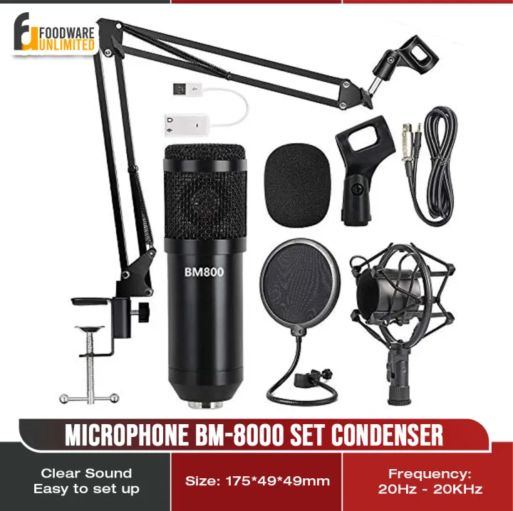 BM800 Condenser Microphone Full Set for Karaoke Recording | Professional Mic Condenser Complete ...