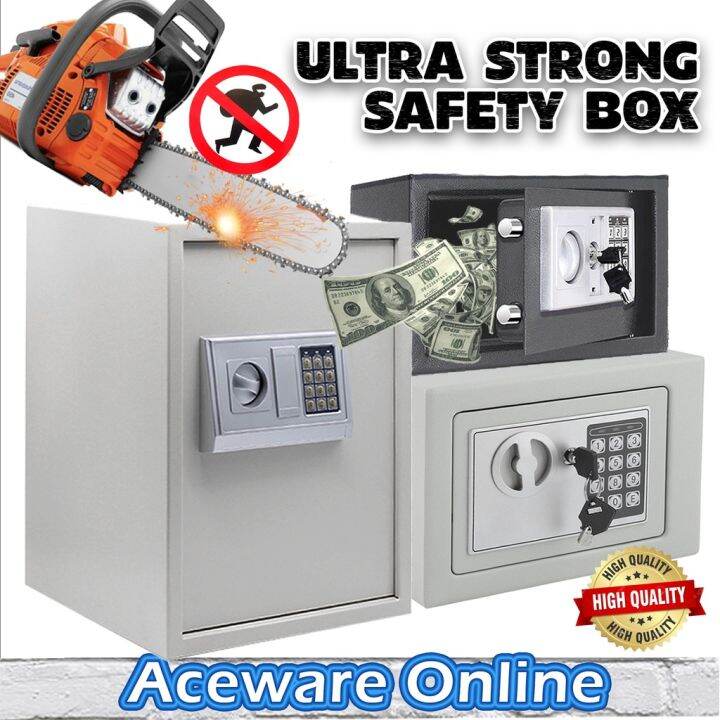 Digital Safety Box Money Metal Security Box Peti Besi Simpanan ...