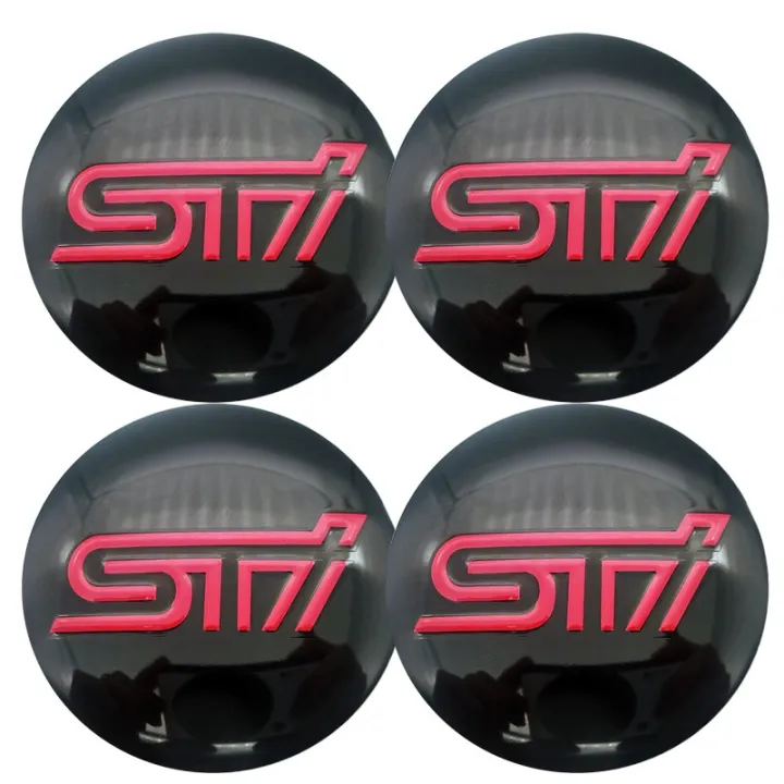 4pcs 56mm STI logo Stickers Auto Car Wheel Center Hub Caps sticker For ...