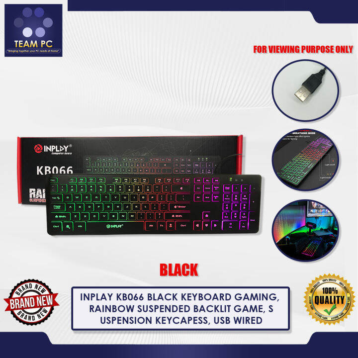 INPLAY KB066 BLACK KEYBOARD GAMING, RAINBOW SUSPENDED BACKLIT GAME ...