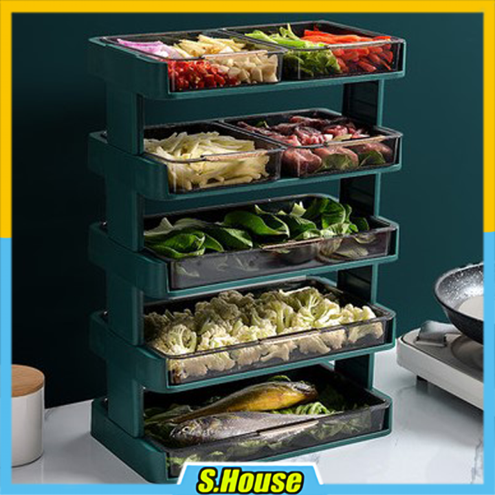 Stackable Food Plate Rack Organizer Tray Hotpot Dining Table Kitchen ...