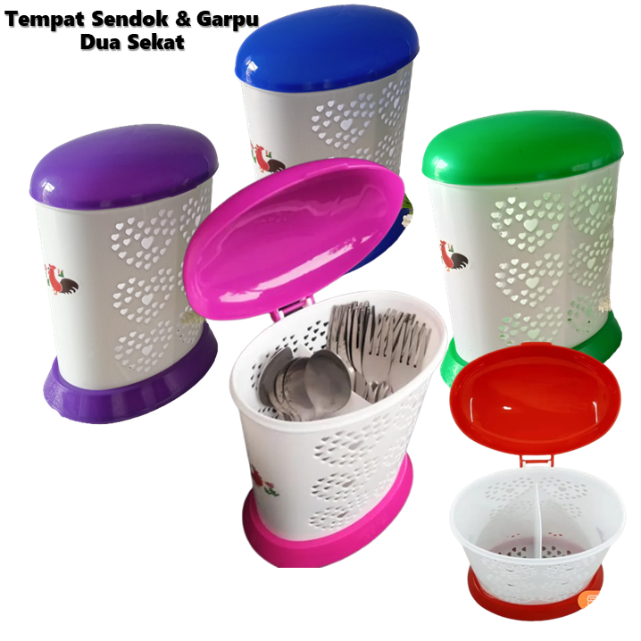Tempat Sendok dan Garpu 2 Sekat Plus Tutup / Tempat Alat Makan | Lazada ...