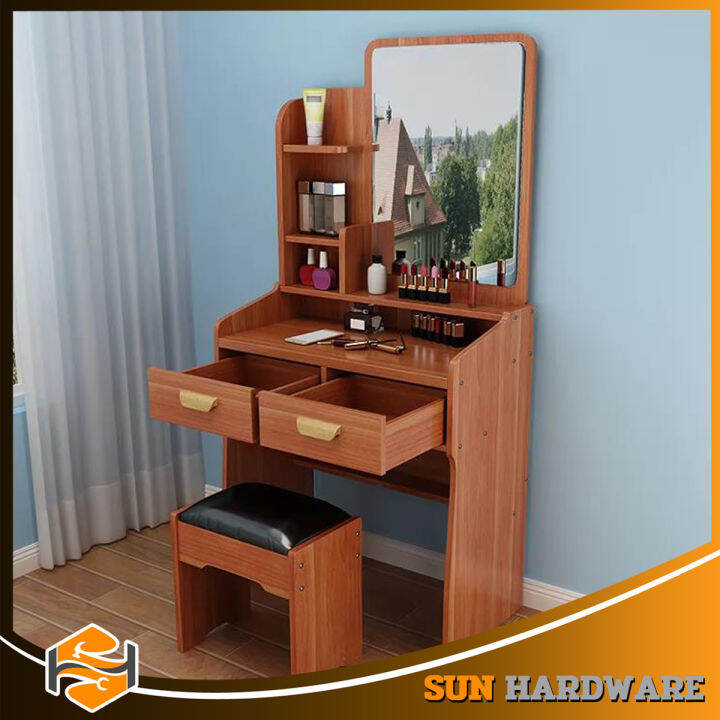 SUN HARDWARE Dressing Table Stool Bedroom Vanity Set Makeup Drawer Lock ...