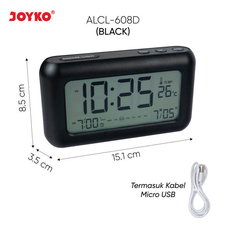 Jam Beker Dering Rechargeable Digital Alarm Clock Joyko ALCL-608D ...