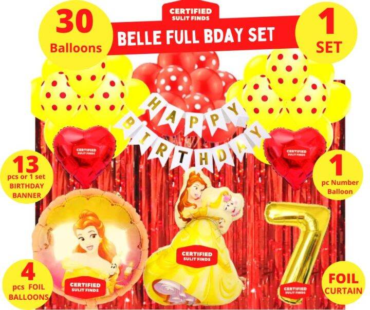 Princess Belle Theme Party Princess Belle Balloon Set Party Needs ...
