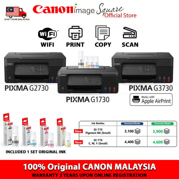 Original Canon PIXMA G1730 G2730 G3730 Refillable Ink A4 printer | Lazada