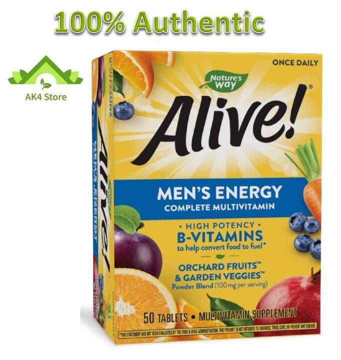 Alive! Men's Energy Complete Multivitamin, 50 Tablets, Nature's Way ...