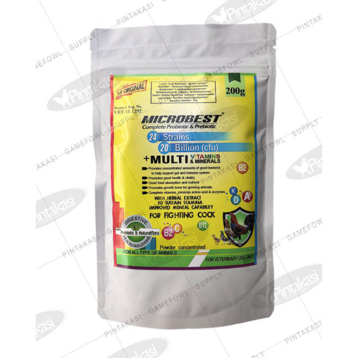 ♭Microbest 200g Complete Probiotic Prebiotic Multi Vitamins Minerals for Gamefowl and Pigeon ...