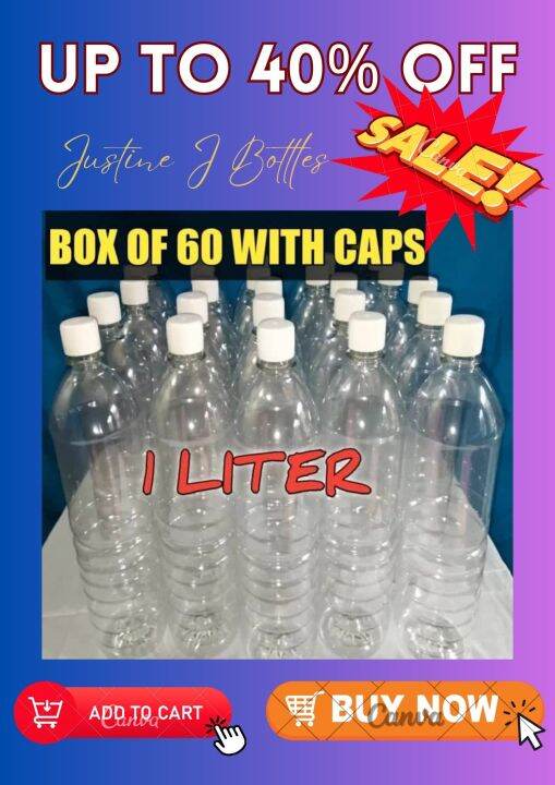 PET Bottle with cap 1 Liter- Box of 60 | Lazada PH