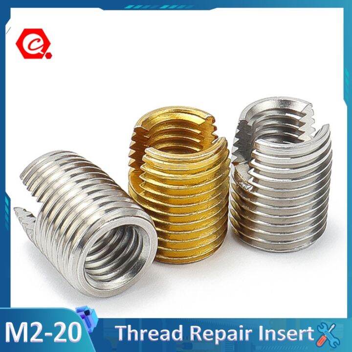 M2 M20 Threaded Inserts Metal Thread Repair Insert Self Tapping Slotted ...