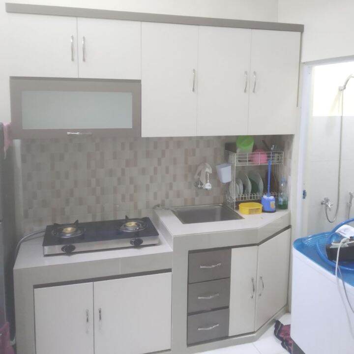 kitchen set minimalis cream coklat | Lazada Indonesia