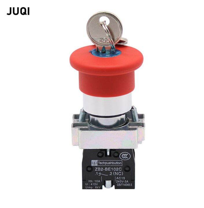 XB2-BS142 key emergency stop Rotary push button switch 2 position Locking 22mm 1NC 2NC 1NO/1NC ...
