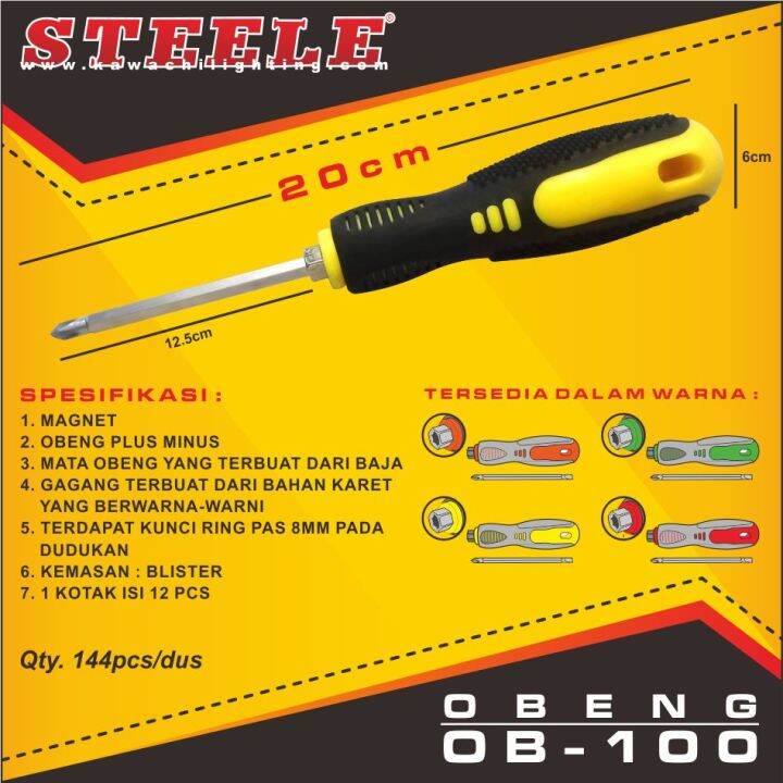 OBENG PLUS MINUS PANJANG 20CM OB-100 STEELE | Lazada Indonesia
