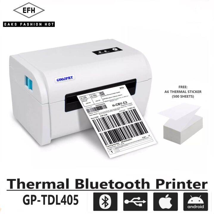 A6 Bluetooth Thermal Label Printer GP-TDL405 Shipping Label Sticker ...