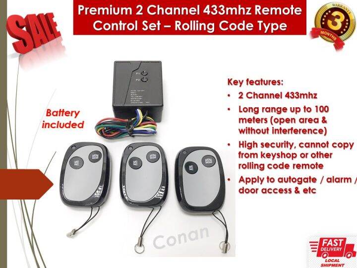 Autogate Door Wireless Premium Remote Control Set - 2 Channel 433Mhz ...