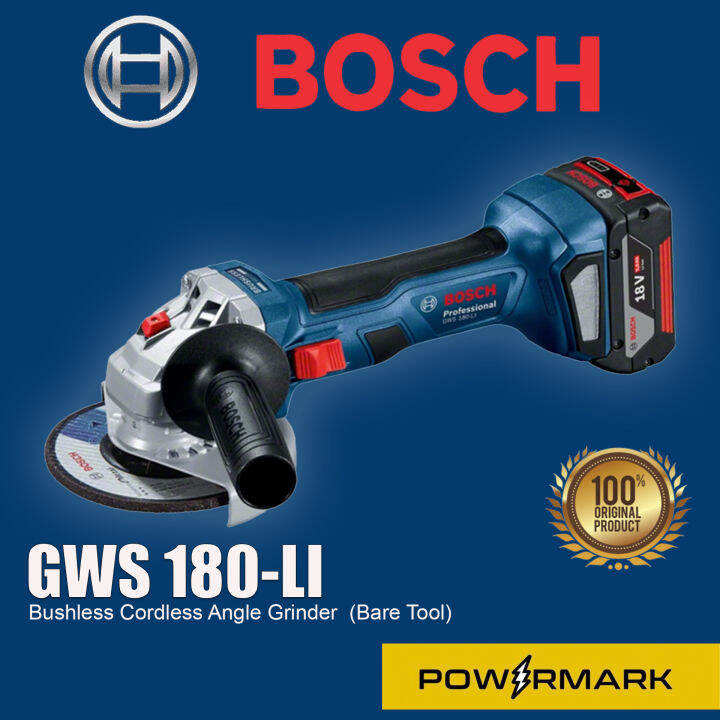 BOSCH GWS 180-LI Bushless Cordless Angle Grinder (Bare Tool) [POWERMARK ...