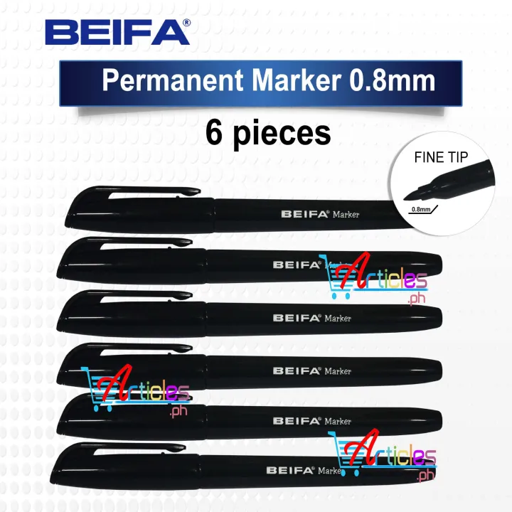 Beifa Permanent Marker Pen Disposable 0.8mm 6 Pieces | Lazada PH