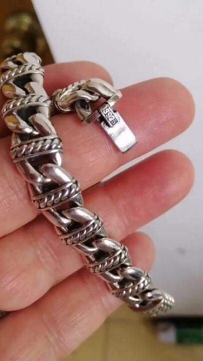 BOCAI จริง S925เครื่องประดับเงินบุคลิกภาพย้อนยุคทอแบบสร้อยข้อมือผู้ชายแนวโน้มแฟชั่นของขวัญวัน ...