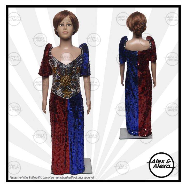 *Filipiniana SEQUIN FLAG Inspired Buwan ng Wika Beaded Dress Costume for Kids Girls | Lazada PH