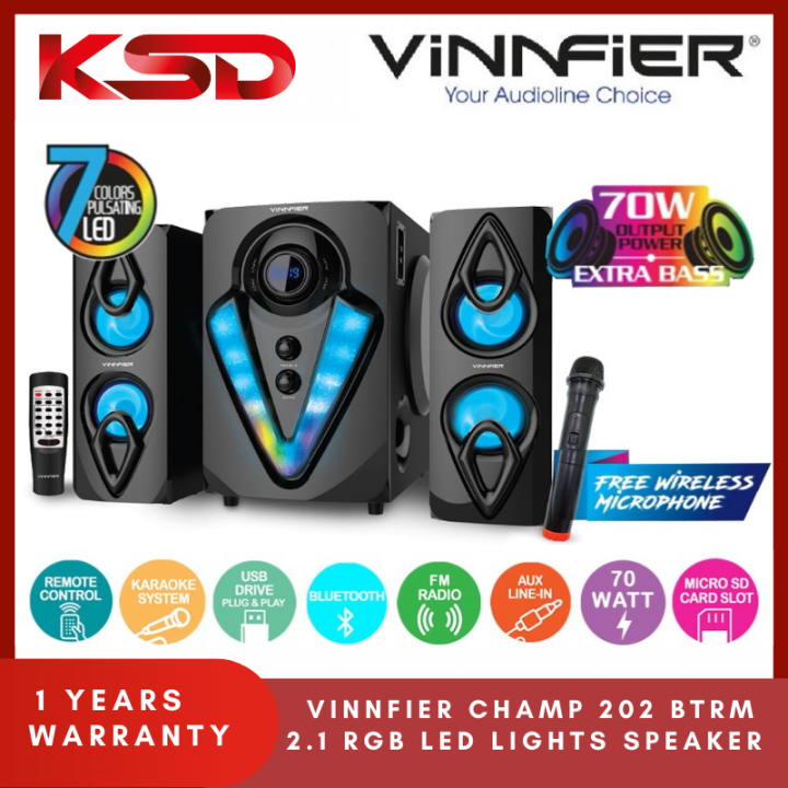 Vinnfier Champ 202 BTRM Bluetooth Multimedia 2.1 Speaker with Karaoke ...