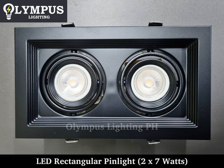 Olympus LED Slim Rectangular Double Square Pinlight Downlight 2 x 7W ...
