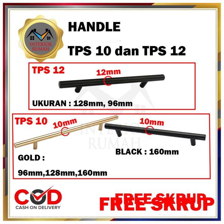 Handle Tarikan Minimalis TPS 12 TPS 10 GOLD & HITAM / Tarikan Minimalis ...