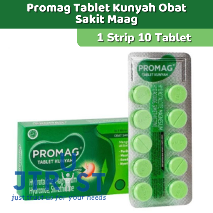 Promag Tablet Kunyah Obat Sakit Maag 1 Strip 10 Tablet Obat Kembung ...
