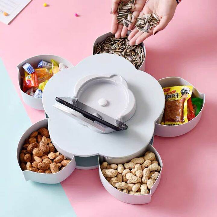 5 IN 1 Rotatable Flower Candy Box Cookie Storage Biscuit Dispenser ...