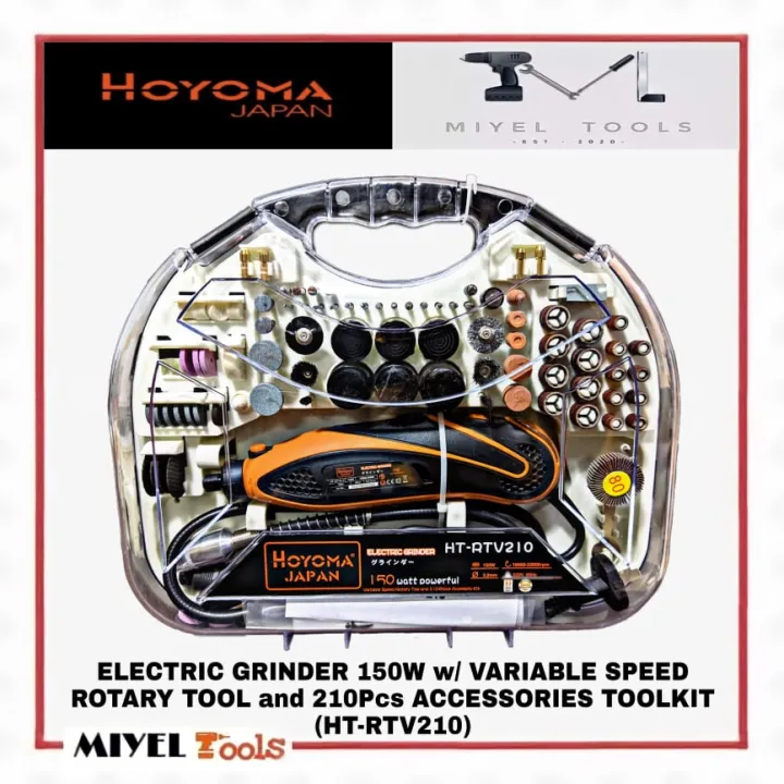 HOYOMA JAPAN Electric Grinder 150W Rotary Tool and 210PCS Free ...