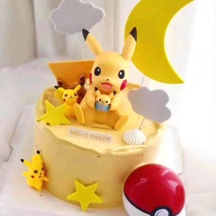 Fast Shipping 12cm Pokemon Pikachu Cake Decorations Kawaii Animation ...