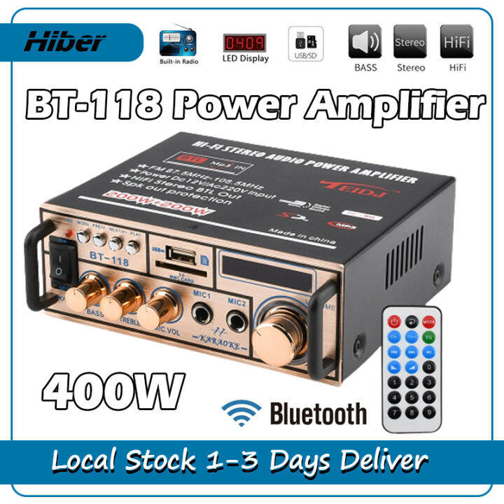 BT-118 Power Amplifier MiNI HIFI LCD Digital Wireless Bluetooth Audio Power Amplifier Car Bass ...