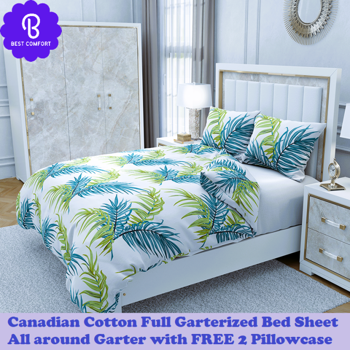 BEST COMFORT Prime Canadian Cotton Green Blue Plant Leaves Design 3in1 ...
