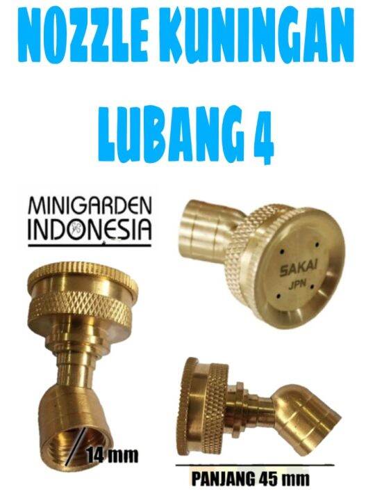 NOZZLE KUNINGAN SAKAI LUBANG 4 kepala nozel spuyer sprayer elektrik ...
