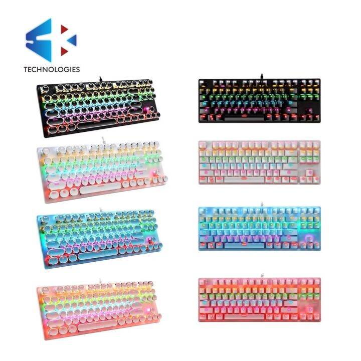 【LazM】 Leaven K550 Mechanical Keyboard 87-Key USB Wired Gaming Keyboard with RGB BackLight ...