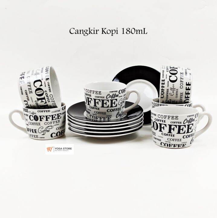 Cangkir Keramik Set Teh /Kopi motif COFFE Minimalis 12 Pcs | Lazada ...
