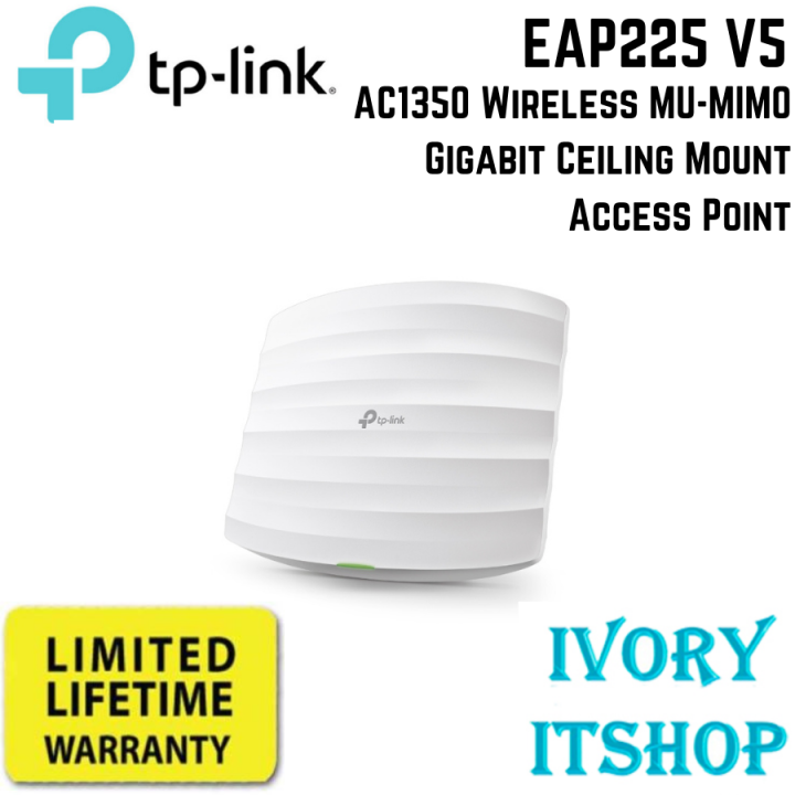 TP Link EAP225 V5 AC1350 Wireless MU-MIMO Gigabit Ceiling Mount Access ...