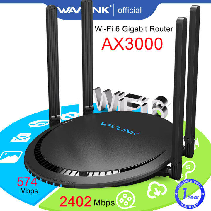 WAVLINK AX3000 Dual Band WiFi 6 Router, USB Gigabit Gaming wifi Router ...