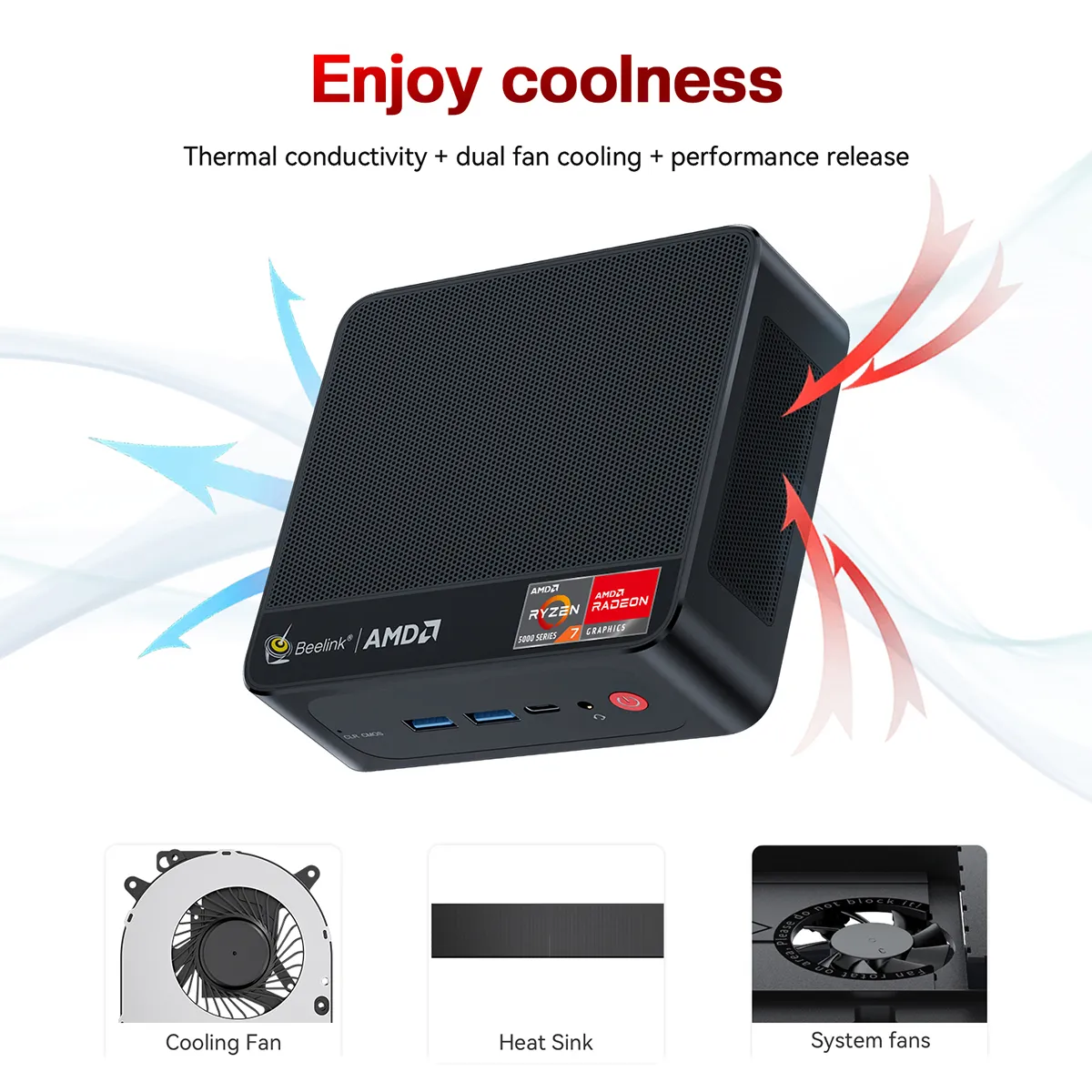 Beelink SER5 Plus AMD Ryzen 7 5800H Mini PC Windows11Pro DDR4 NVME SSD ...
