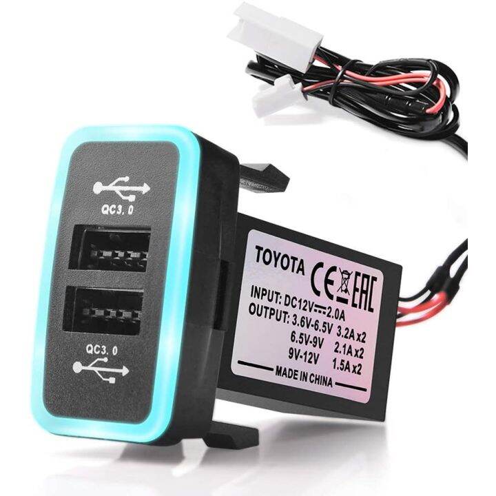 Toyota Plug & Play Smart Quick Charging 6.4A Dual USB Charger Power ...