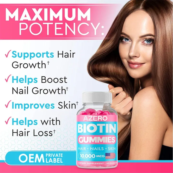pretty Azero Biotin Gummies for Hair Skin Nails health Biotin ...