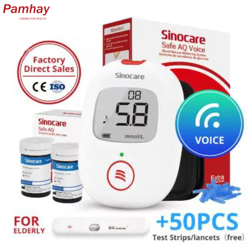 Glucometer Set : SINOCARE SAFE AQ VOICE Blood Glucose Monitor + 50s ...