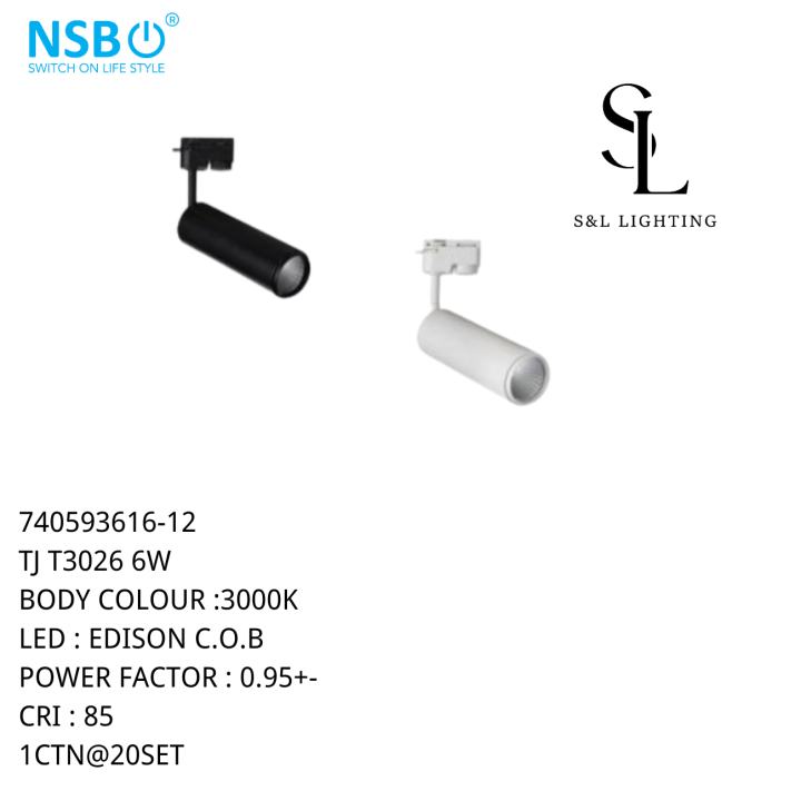 NSB 3026-6W-WH&BK LED Track Lamp Technical Lighting | Lazada