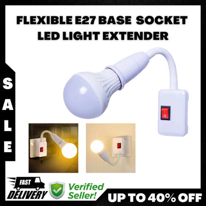 Flexible E27 Base Lamp Holder LED Light Bulb Socket Adapter Extension ...
