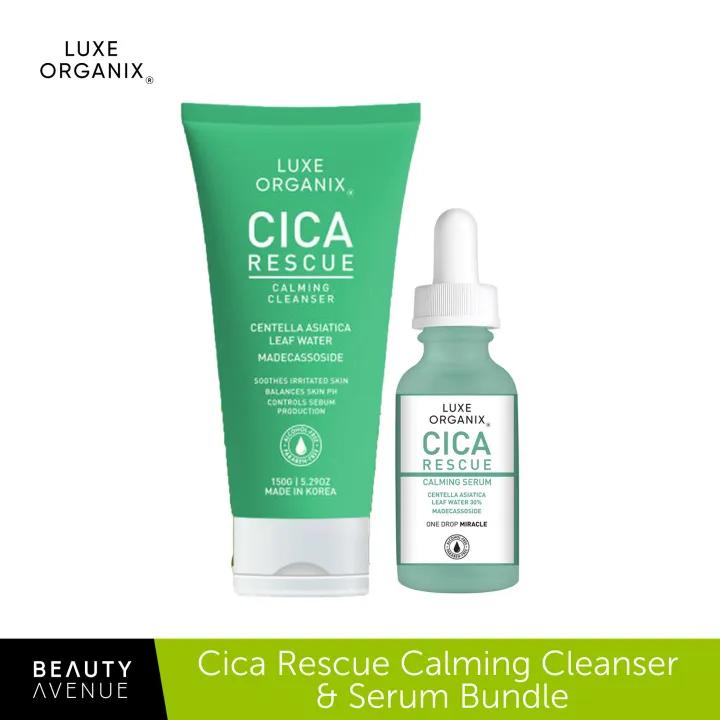 Luxe Organix Cica Rescue Calming Cleanser 150g and Cica Rescue Calming ...