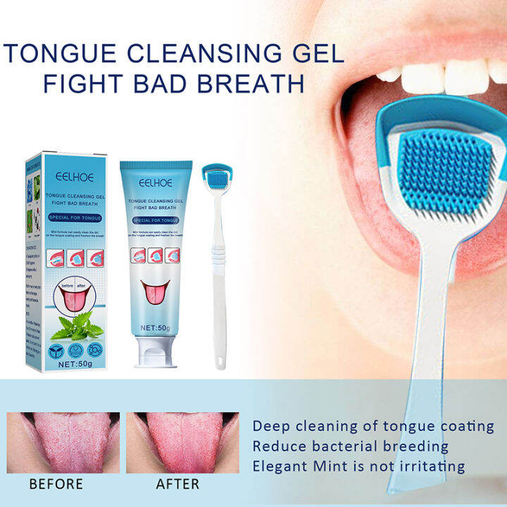 Tongue Cleaners With Soft Brush Scraper Fight Bad Breath Mild Formula ...