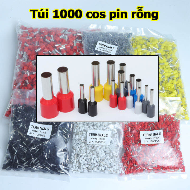 Gói 1000 đầu cos pin tròn lõi đồng cos kim rỗng sử dụng với kìm HSC8 ...